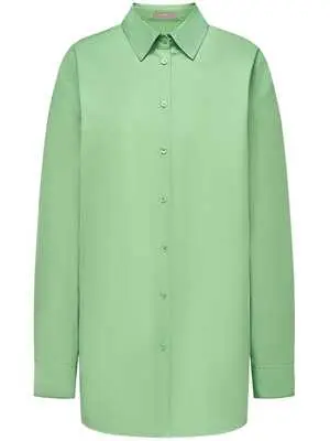 12 STOREEZ Button-up Cotton-blend Shirt Green