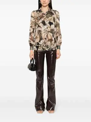 Just Cavalli Floral Metallic Sheer Shirt