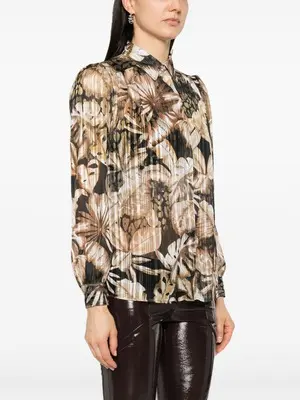 Just Cavalli Floral Metallic Sheer Shirt
