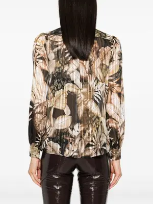 Just Cavalli Floral Metallic Sheer Shirt
