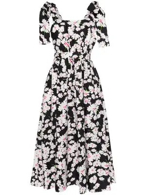 MSGM Floral Cotton Midi Dress