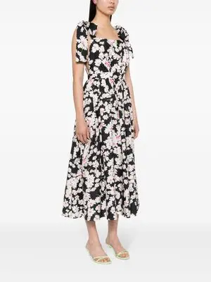 MSGM Floral Cotton Midi Dress