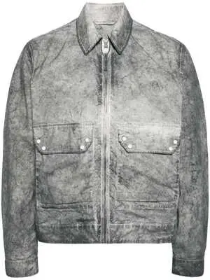 TEN C Zip-up Distressed-effect Shirt Jacket