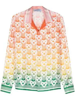 Casablanca Heart Monogram-print Silk Shirt