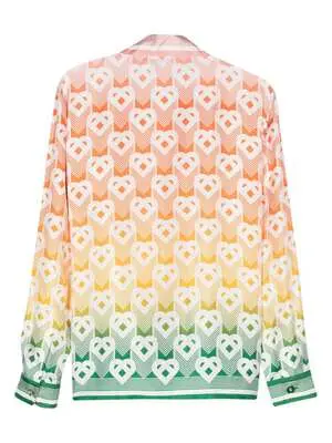 Casablanca Heart Monogram-print Silk Shirt