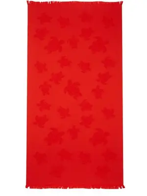 Vilebrequin Santah Turtle-jacquard Beach Towel - Red