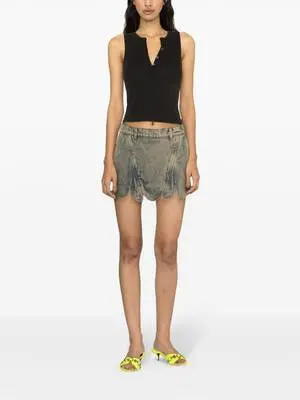R13 Cotton Henley Tank Top - Black