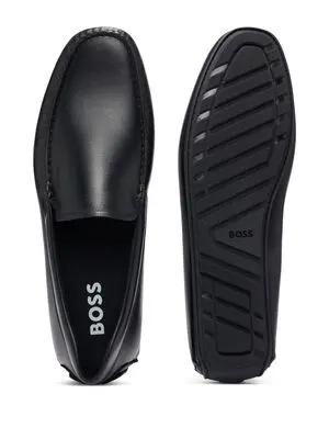 BOSS Logo-deed Leather Driving Shoes
