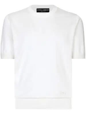 Dolce & Gabbana Logo-embroidered Silk Knitted Top