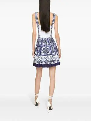 Dolce & Gabbana Majolica-print Bustier Mini Dress - Blue