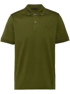 Prada Triangle-logo Cotton Polo Shirt Green