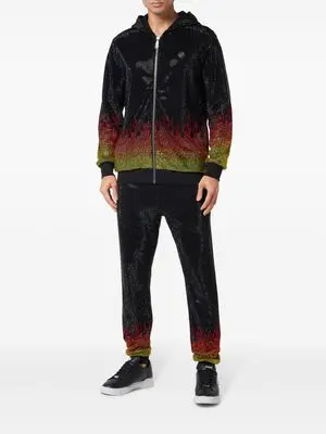 Philipp Plein Crystals Flame Hooded Tracksuit Set