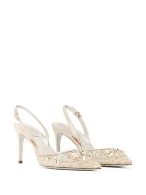 Rene Caovilla 80mm Crystal-embellished Lace Pumps