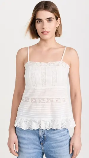 LoveShackFancy Charlieann Camisole - Bright White