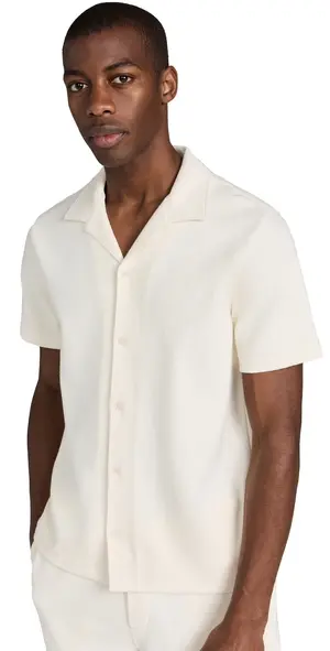 Vince Boucle Button Down Shirt - Bone