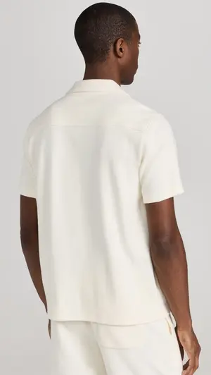 Vince Boucle Button Down Shirt - Bone