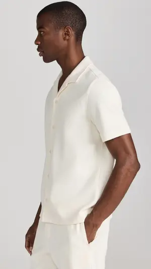 Vince Boucle Button Down Shirt - Bone