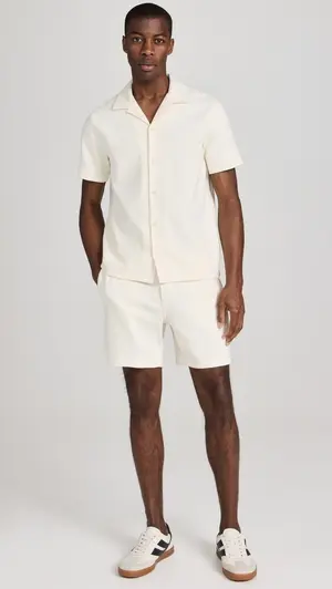 Vince Boucle Button Down Shirt - Bone