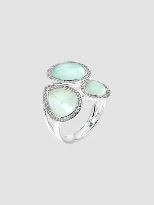 Ippolita Lollipop 3-stone Sterling Silver, 0.41 Tcw Diamond & Triplet Ring - Amazonite