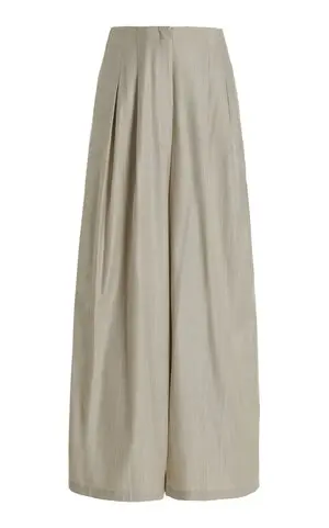 TWP Drew Wool High-rise Wide-leg Pants - Olive