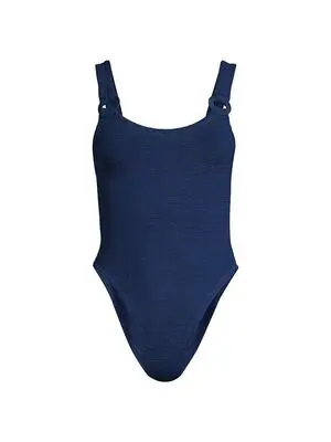 Hunza G Domino Circle-insert One-piece Swimsuit Navy