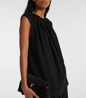 TOTEME Gathered Jersey Top - Black