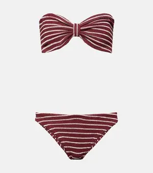 Hunza G Jean Striped Bandeau Bikini - Red