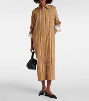 TOTEME Jacquard Striped Shirt Dress - Brown