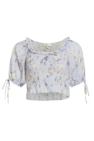 LoveShackFancy Molly Puff Sleeve Top Blue