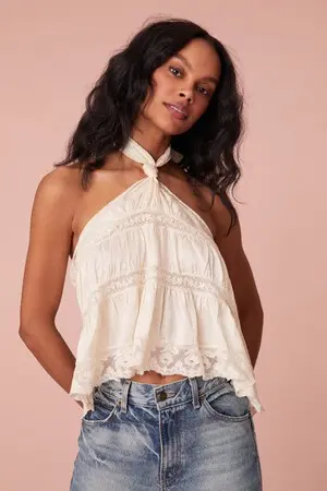 LoveShackFancy Alessandro Halter Bow Top