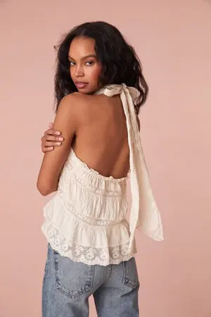 LoveShackFancy Alessandro Halter Bow Top