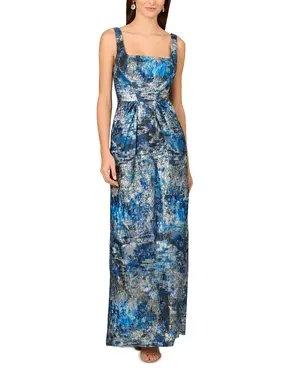 Aidan Mattox Printed Jacquard Gown