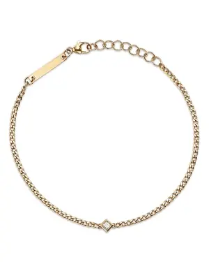 Zoe Chicco 14k Yellow Diamond Solitaire Curb Chain Bracelet - Gold