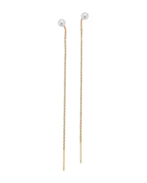 Zoe Chicco 14k Yellow Gold Pearl Threader Earrings - White/gold