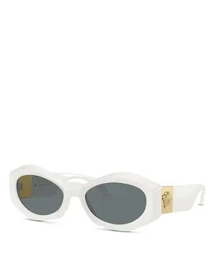 Versace Medusa Plaque Oval Sunglasses 54mm White