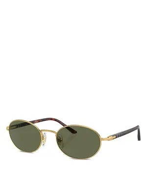 Persol 55mm Oval Sunglasses - Gold/green Polarized Solid