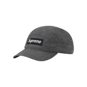 Supreme Washed Seersucker Camp Cap - Black