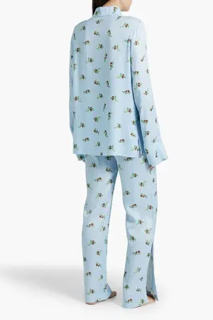 Sleeper Floralprint Satin Pajama Top