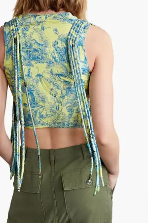 Stella McCartney Fringed Printed Silk Vest