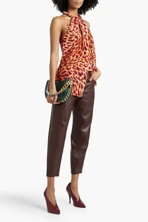 Stella McCartney Asymmetric Leopard-print Halterneck Top