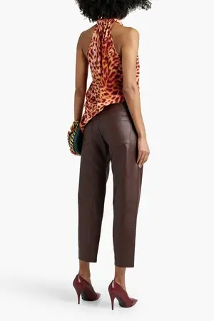 Stella McCartney Asymmetric Leopard-print Halterneck Top