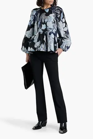 Stine Goya Jenny Metallic Jacquard Peplum Top