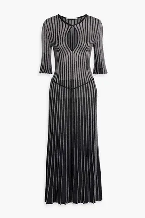 Stella McCartney Cutout Metallic Striped Midi Dress - Black