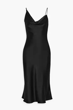 Stella McCartney Draped Satin Midi Slip Dress - Black