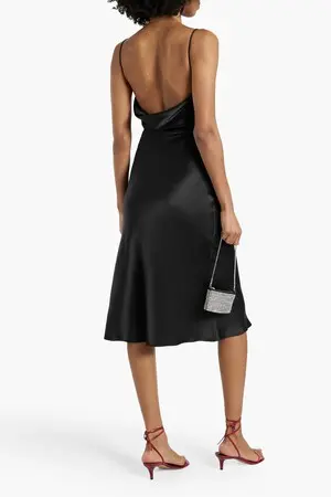 Stella McCartney Draped Satin Midi Slip Dress - Black