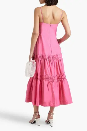 NICHOLAS Gathered Cotton-poplin Maxi Dress