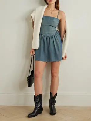 RE/DONE Net Sustain + Pamela Anderson Organic Cotton-chambray Mini Dress