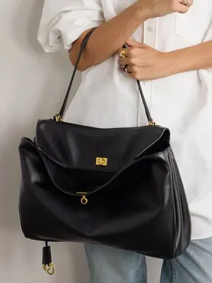 Balenciaga Rodeo Large Leather Shoulder Bag - Black