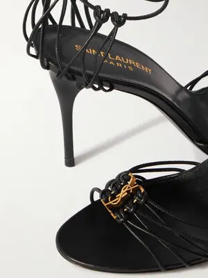 Saint Laurent Babylone Embellished Knotted Leather Sandals - Black