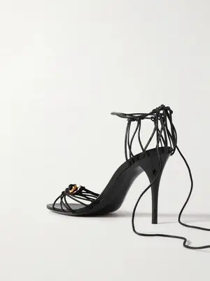 Saint Laurent Babylone Embellished Knotted Leather Sandals - Black